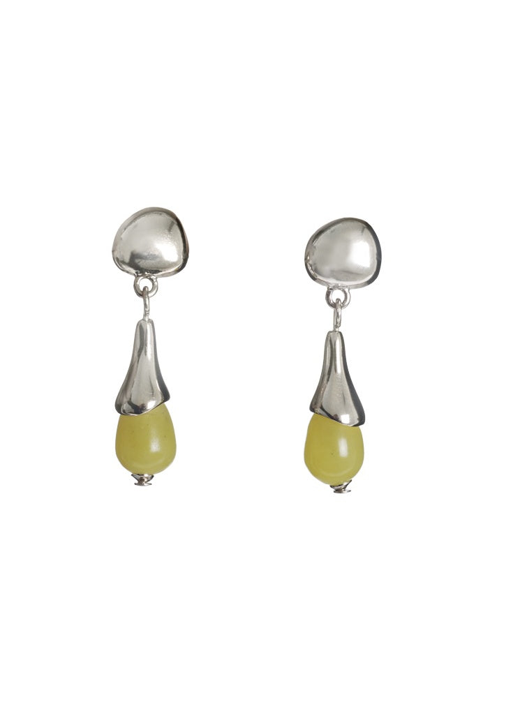 Silver-Tone Cone & Citron Stone Drop Earrings – Shepherd's Fashions