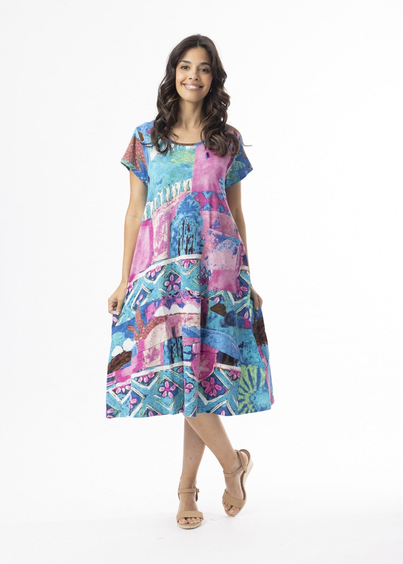 Orientique - Marakesh Printed Cotton Dress Shift Flair Crew – Shepherd ...