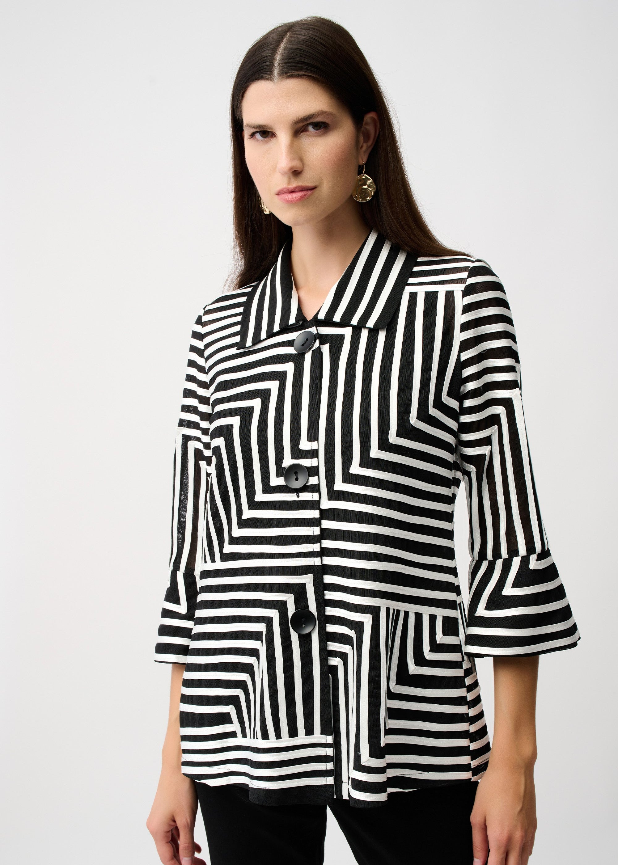 Joseph Ribkoff - Satin and Mesh Abstract Print Jacket – Shepherd's Fashions