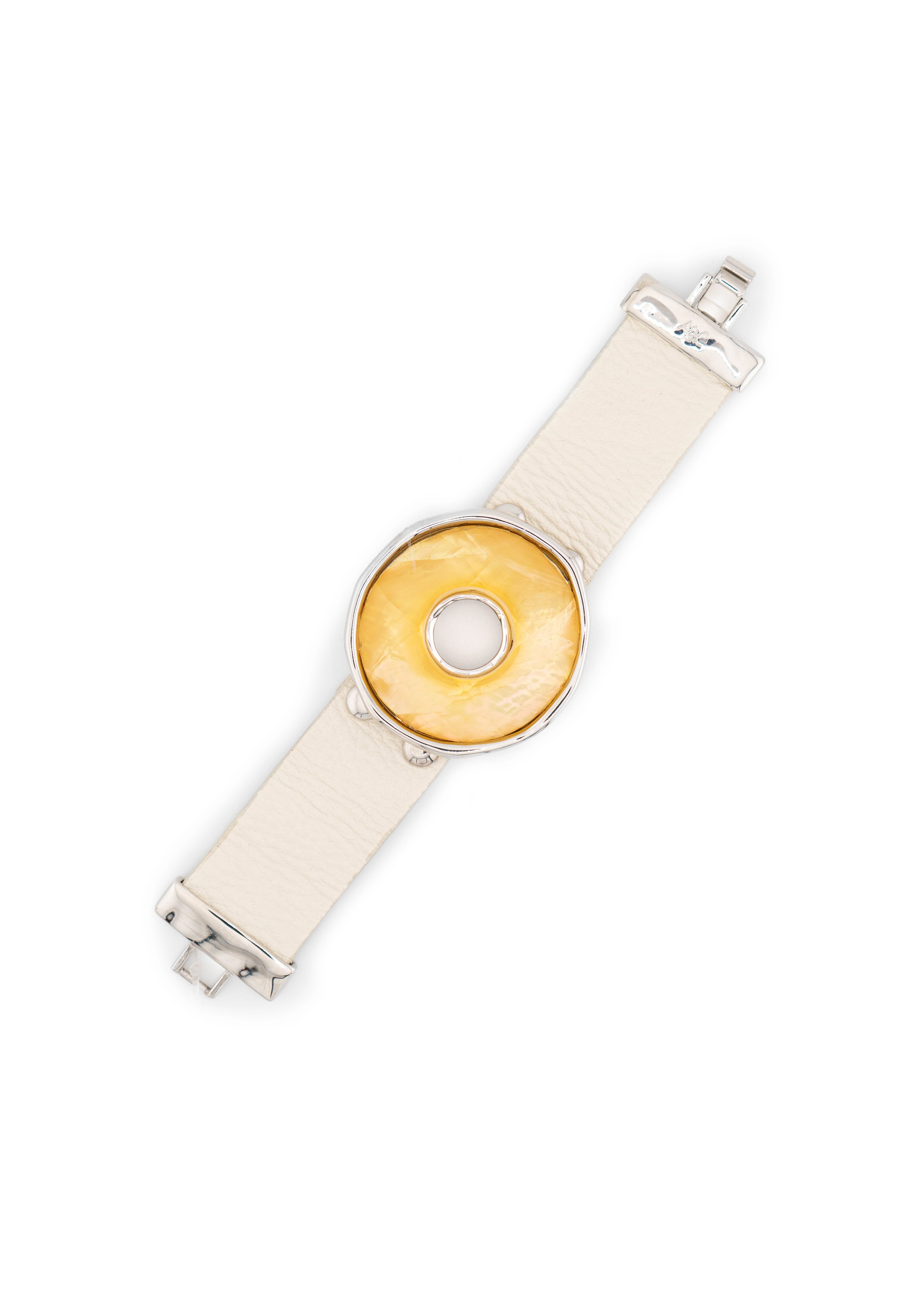 Leather Cuff & Amber Donut Stone Bracelet – Shepherd's Fashions